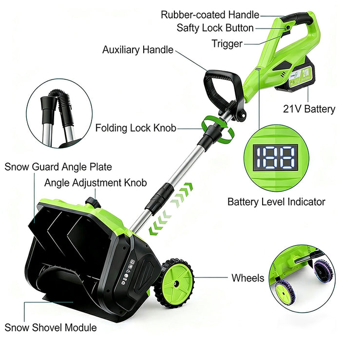 16 inches Electric Snow Shovel Plus with 2 Batteries – itoolmax