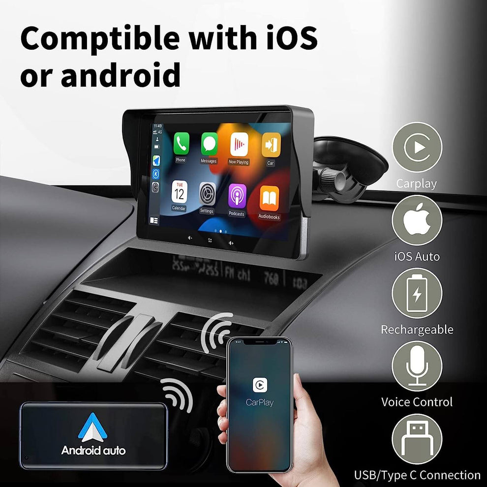 iToolMax 7" /10.2" Touchscreen Car Display with Free Rear View Camera ...